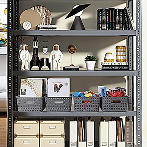 Wekioger Plastic Storage Baskets with Handles, Gray, Set of 6