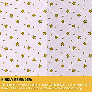 PLULON 6 Sheets Gold and Pink Birthday Gift Wrapping Paper, Gold Pink Gift Wrap Paper for Wedding, Birthdays, Hen Party, Baby Shower Decorations