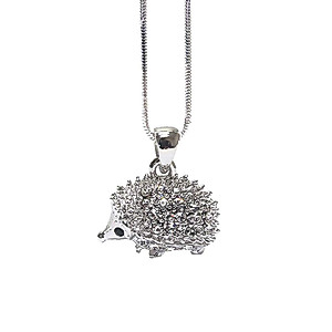 Lola Bella Gifts Crystal Hedgehog Fashion Necklace with Gift Box (Silver-tone)