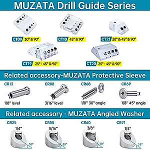 Muzata 30 90 Degree Angle Drill Guide Cable Railing Kit Stair Visible Drilling Template Drill Jig 4 Sizes for Straight and Angled Hole Lag Screw for Wood Post CT09,CT1