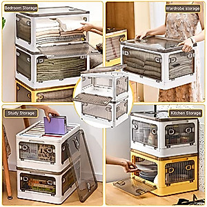 DILIBRA 28 Liters Storage Bins with Lids, 2 Packs Large Plastic Stackable Toy Storage Bin Box Organizer, Foldable Rolling Storage Containers Totes Bins with Wheels for Organization