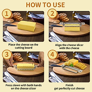 Butter & Cheese Slicer, ENLOY Stainless Steel Multipurpose Cheese Slicer Food Cutter, Cheese Slicer with Ergonomic handle for block cheese, Butter Slicer Cut Into 1/4 Inch on Average, Dishwasher Safe