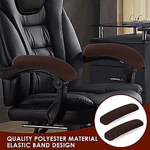 TIESOME Office Chair Arm Armrest Covers, 2Pcs Stretchable Polyester Office Chair Protector Covers Relieves Elbow Discomfort (Length-40cm) (Coffee)