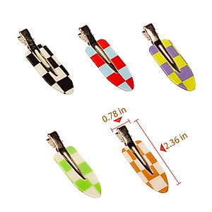 Magicsky 10PCS No Bend Hair Clips, Acrylic Flat Styling No Crease Pins, Bang Seamless Duckbill, Barrettes for Makeup, Hairstyle Tool for Women Girls- Checkerboard Checker White Black