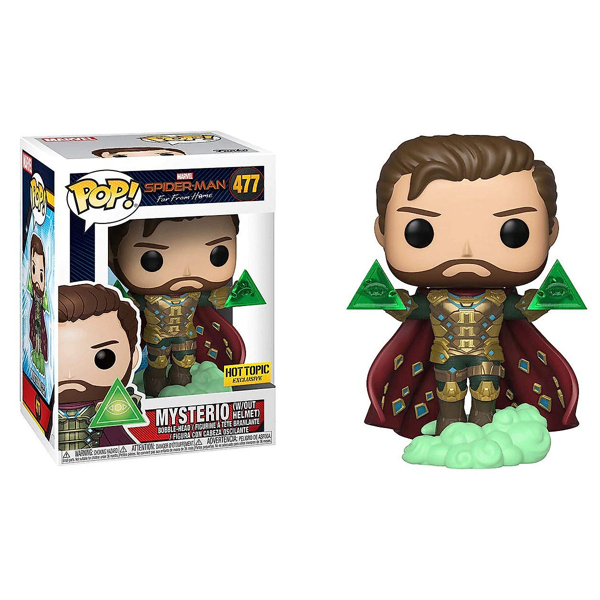 POP! Funko Marvel Spider-Man: FAR from Home Mysterio (W/Out Helmet) Vinyl Bobble-Head Exclusive #477