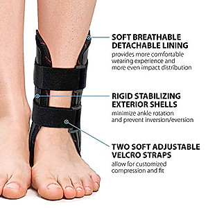 ORTONYX Ankle Stabilizer Brace Stabilizing Stirrup Splint - One Size Fits Most - Black