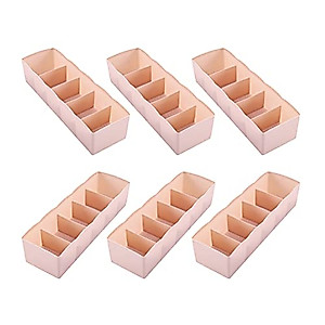 CUBTOL Underwear Organizer Storage Drawer Plastic Bathroom Organizer, Socks, for Bedroom Grids Clothes Lingerie Storing Underpants Collapsible Bra Pink Divider Socks Ties Holder Type