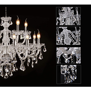 ARRKOYAA Clear 15 Lights K9 Crystal Chandelier Modern Luxurious Light Candle Pendant Lamp Ceiling Living Room Lighting for Dining Living Room Bedroom Hallway Entry 32x35 Inch Gifts(Color Clear)