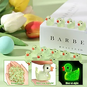 Glimin 500 Pcs Luminous Mini Resin Ducks Tiny Glow in The Dark Ducks Miniature Ducks Small Ornament Decoration for Home School Micro Garden Landscape Aquarium Ornament Dollhouse Accessories(Green)