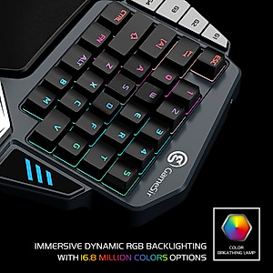 GameSir Mechanical Gaming Keyboard Z1 for PC/Mobile Phone, One-Handed Gaming Keypad with Macro Keys for FPS Game, RGB Backlighting, Anti-ghosting, Blue Key Switches, Built-in Battery(Red Switch)
