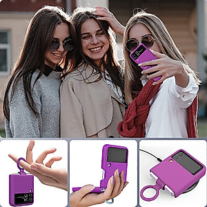 Meifei for Samsung z3 flip case,case for Galaxy z flip 3 case Silicone Dual Layer Hard Pc Soft Silicone Rubber Slim Fit Protective Phone Case for Z Flip 3 5G, Purple