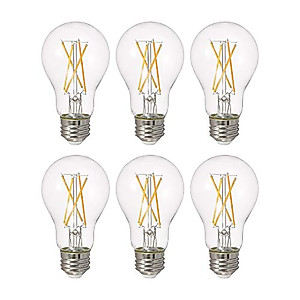 SYLVANIA LED TruWave Natural Series A19 Light Bulb, 75W Equivalent, Efficient 11W, 1100 Lumens, Dimmable, Clear, 2700K, Soft White - 6 Pack (40807)