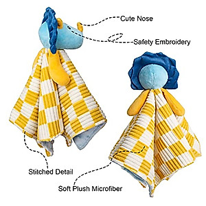 BEILIMU Baby Blanket+Dinosaur Security Blanket for Boys Girls 3D Checkerboard Grid Ultra- Soft Cozy Corduroy Toddler Blanket for Kids