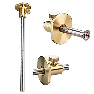 Wheel Marking Gauge Kit with 2 Extra Cutter Wheels and Screws, Small Anti Roll Brass Head, Metric Micro Adjuster Ruler, Woodworking Tools Scriber for Woodworking