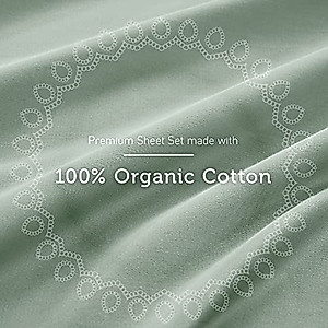 Hyde Lane 400 Thread Count 100% Cotton Queen Size Sheet Set, Cotton Sateen Sheets with Deep Pockets Fits Mattress Up to 14" Deep, Ultra Soft Thick Hotel Luxury Bed Bedding – 4 Piece Sea Foam