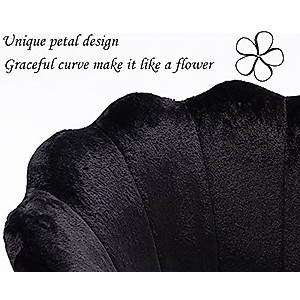 Kmax Office Desk Chair, Fur Makeup Arm Chair Gold Base, Black