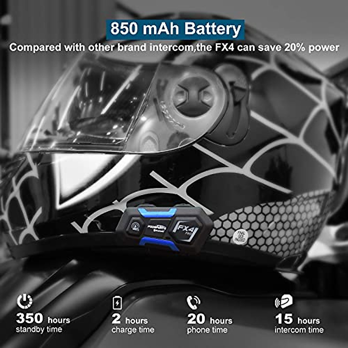 FODSPORTS Motorcycle Bluetooth Headset FX4 Pro 1200m Helmet Intercom,4 Riders Motorcycle Bluetooth Intercom,Universal Bluetooth Helmet Headset Communication System FM/Hard &Soft Mic/Waterproof/3Pack