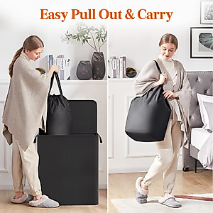 Lifewit 145L Laundry Basket with Lid, Large Double Laundry Hamper 2 Section Dirty Clothes Hamper for Bedroom with 2 Removable Laundry Bags, Black