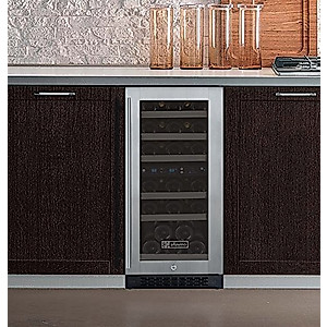 Allavino 15" Wide FlexCount II Tru-Vino 30 Bottle Dual Zone Stainless Steel Right Hinge Wine Refrigerator