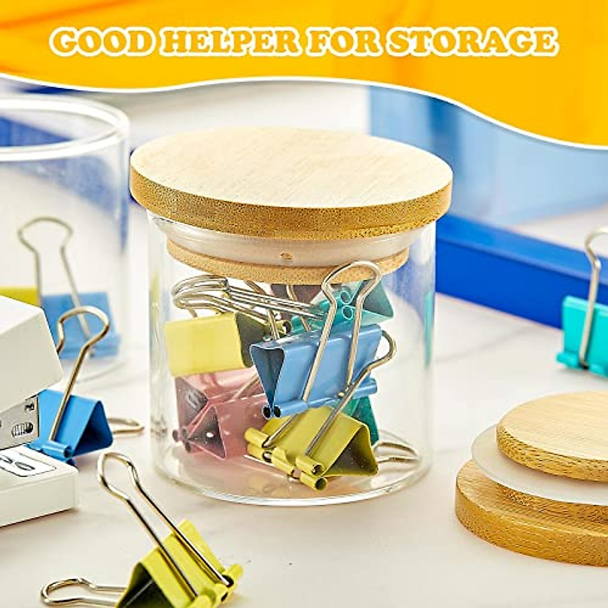 Sawysine Yogurt Jar Lids Set Reusable Bamboo Wooden Lids Round Canning Lids with Silicone Sealing Rings Compatible with Oui Yogurt Jars for Mugs and Jars (12)