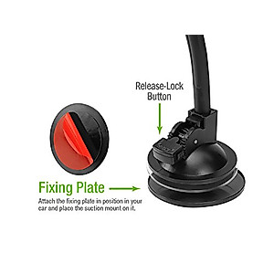 Upgraded Car Phone Holder Mount Windshield & Dashboard Mount, Long Arm Cell Phone Holder with Strong Suction Cup