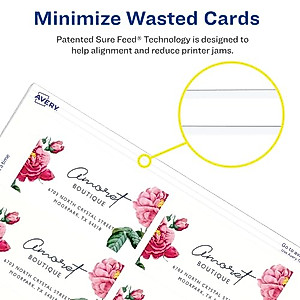 Avery Clean Edge Printable Business Cards with Sure Feed Technology, 2" x 3.5", White, 1,000 Blank Cards for Inkjet Printers (08870)