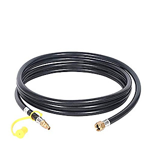 GasSaf 12FT RV Quick Connect Propane Hose for Camp Chef Stove and Portable Fire Pit Connection，3/8” Female Flare Fitting x 1/4" Full Flow Male Plug