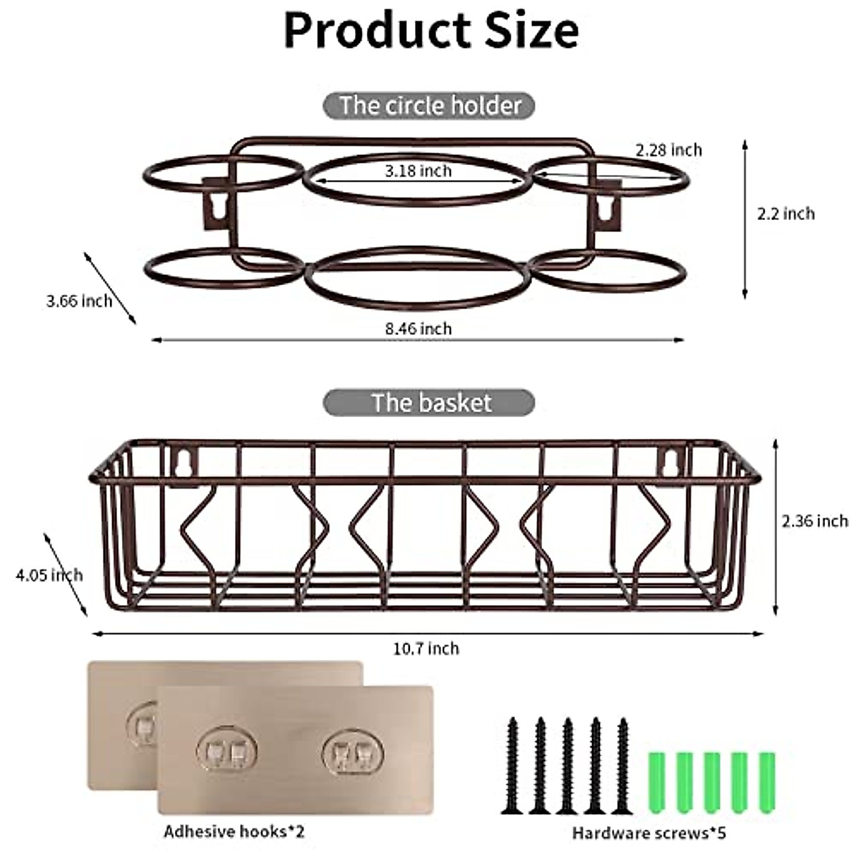 Jashlife Hair Dryer Holder Wall Mounted, Pasteable Installation, Blow Dryer Holder Wall Mount, Be Used Separately, Hair Tool Organizer Wall Mount, Hot Styling Bathroom Storage Basket for Curling Wand