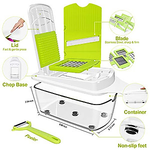 Vegetable Chopper and Slicer Dicer for Kitchen 23 PCS Veggie Slicer and Chopper Vegetable Cutter Cooking Accessories Gadget Stuff Salad Maker Dicing Machine Potato Fruit Chopper with Container