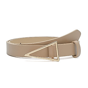 HOTWILL 3 Pack Women Belts for Jeans Dress Skinny Waist Belt with Gold Triangle Buckle 0.90" Width Thin Belts for Ladies Black Brown Beige Small