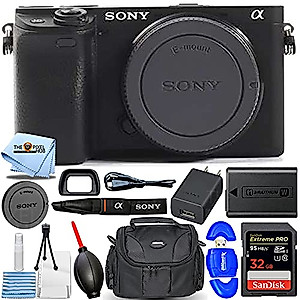 Sony Alpha a6400 Mirrorless Digital Camera (Body Only) - Essential Bundle Includes: Sandisk Extreme Pro 32GB SD, Memory Card Reader, Gadget Bag, Blower. Microfiber Cloth and Cleaning Kit