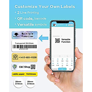 Phomemo Label Maker D30 with 3 Adhesive Label Thermal Paper Bluetooth Label Maker Thermal Label Printer Paper, Easy to Use,for Home Office School Organization,Gift for Women Men- White