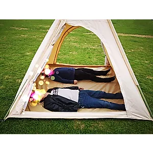 Free Space Outdoor 100% Cotton Canvas Waterproof Pyramid-Shaped Camping Tent (Beige, 2.15meters)