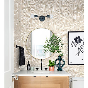 Guvana Beige Wallpaper Peel and Stick Wallpaper Boho Wallpaper Striped Contact Paper Modern Removable Wallpaper Adhesive Wallpaper for Bedroom Bathroom Contact Paper for Cabinets Decor 17.3"x78.7"