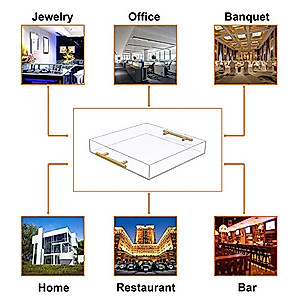 12x12 Clear Acrylic Serving Tray with Gold Handle, Clear Square Plastic Serving Tray Food Serving Tray for Breakfast Coffee Bread Kitchen Home Decor(12x12 inches)