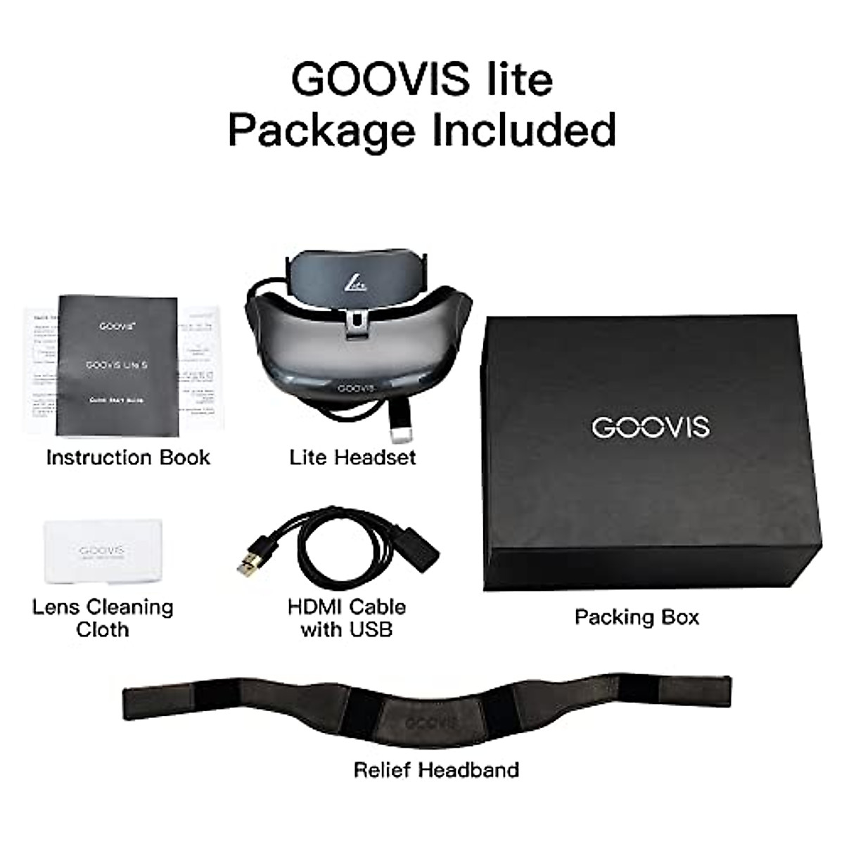 GOOVIS Lite - 3D HD Headsets OLED Display Goggles Glasses, Built-in Adjustment Hyperopia & Myopia Lens Compatible with PC, Smart Phone, Set-top Box, UAV