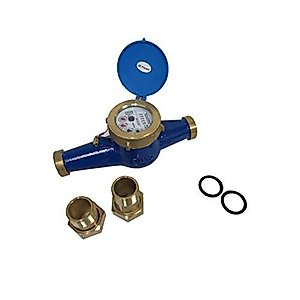 PRM 1-1/4 Inch NPT Multi Jet Water Meter, Brass Body - Not for Potable Water