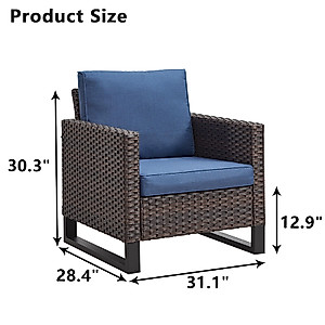 HUMMUH Patio Chairs Set of 2 PE Wicker Outdoor Dining Chairs High Back Deep Seating Porch Chairs with 4inch Seat Cushions