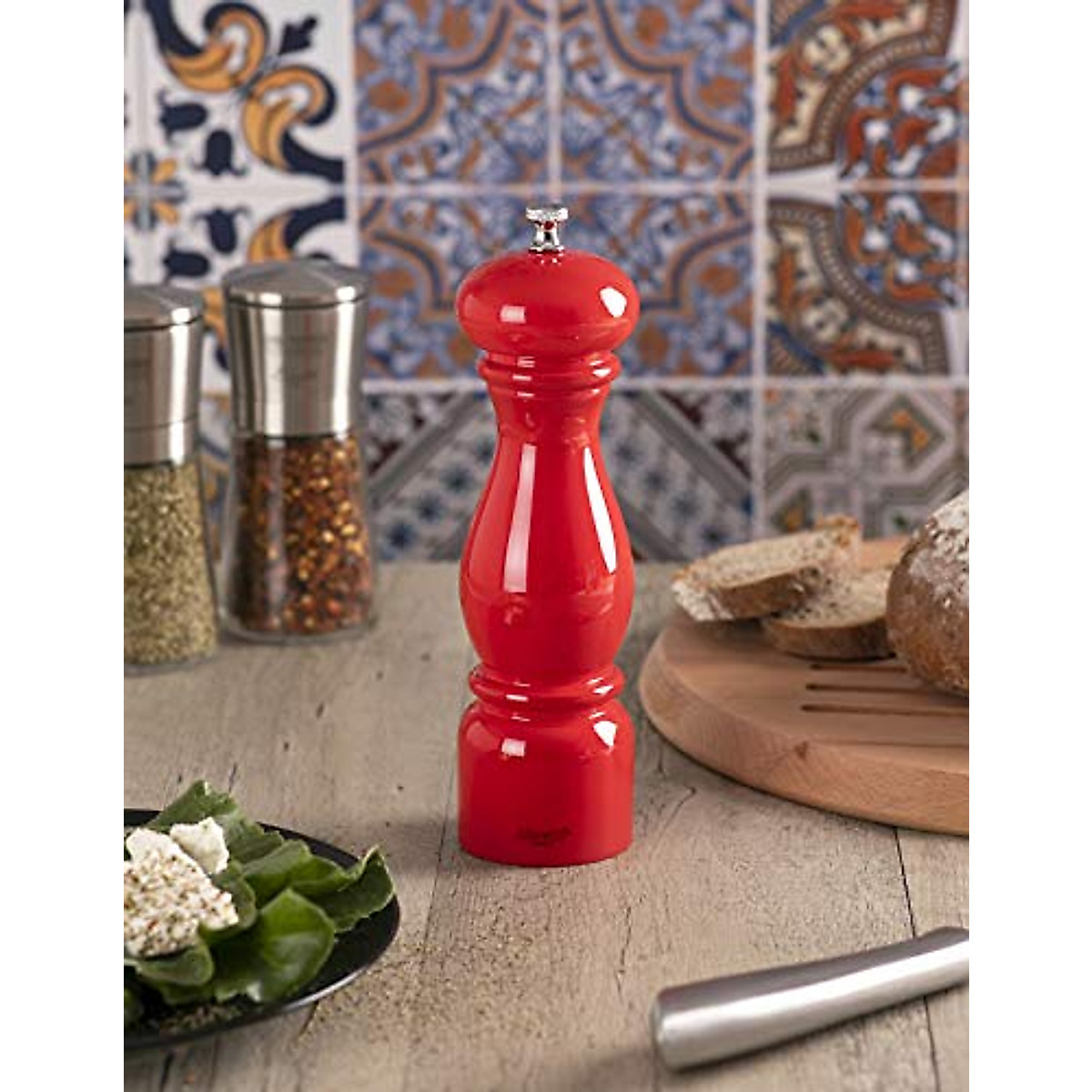 Bisetti Firenze Pepper Mill Grinder, 8.66 Inch, Red