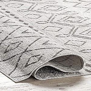 nuLOOM Audrey Machine Washable Geometric Moroccan Area Rug, 8' x 10', Ivory