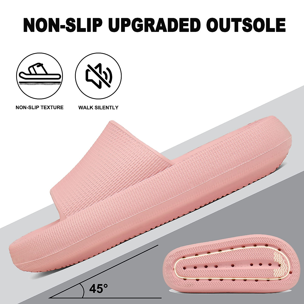 Geweo Cloud Slippers for Women Men Pillow Slippers Thicken Sole Cloud Cushion Slides Super Comfy Soft Foam Slides Non Slip Shower House Slides Pink Cloud Sandals Unisex 8-9Women/7-8Men