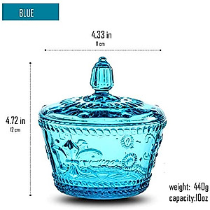 G Candy Jars with lids set of 2 Small Embossed Glass Candy Dish Bowl Jewelry Box Food Decorative Cute Jar Multi-purpose Decorative Jar Seasoning Glass Candy Jar
