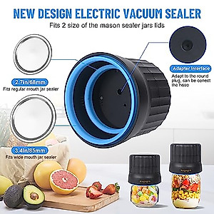 Electric Mason Jar Vacuum Sealer Kit, Jar Vacuum Sealer for Mason Jars Fits Wide & Regular Mouth, Handheld Sealer Attachment and Hose Compatible with FoodSaver Vacuum Canning Sealer Machine for Food Storage