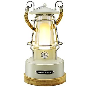 Tresda Camping Lantern Rechargeable, 370LM Dimmable LED Vintage Battery Powered Lanterns, Waterproof LED Retro Camping Lights for Camping, Power Outages, Hurricane, Outdoors, Home Décor