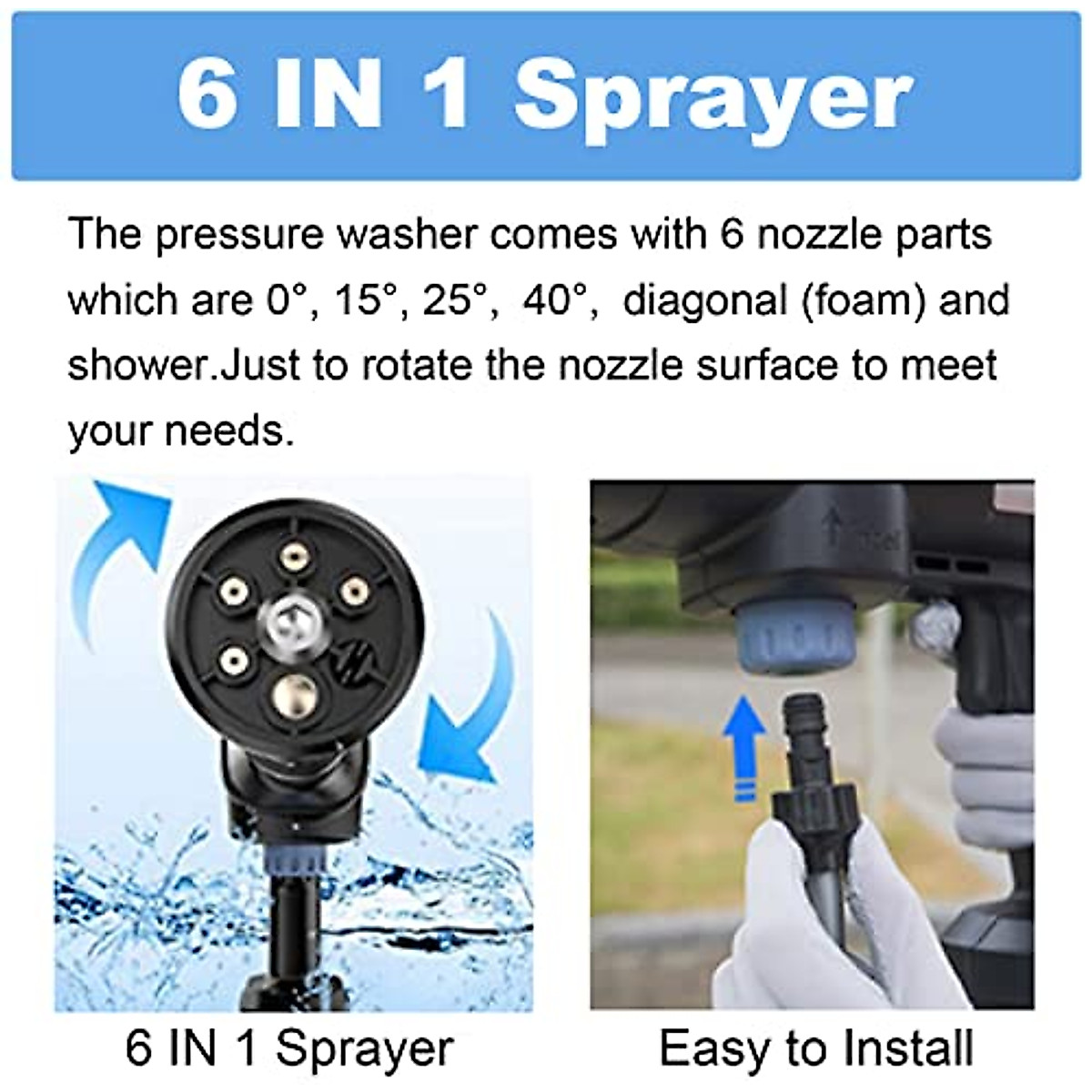 21V Cordless Pressure Washer Kit with 1.3Ah Battery and Charger, Electric Pressure Washer 25Bar for Washing Cars Gardens Terraces Windows Cleaning Works