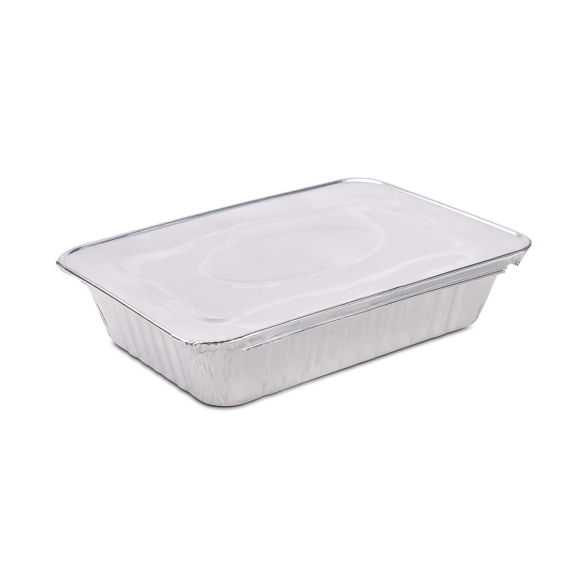 Diplastible Disposable Aluminum Pans with Lids | 10 pack 1-Dinner Portion Pan Oblong Cookware Pans Best Use for Baking, Meal Preparations, Cooking, Roasting, Grilling, Toasting | With Foil Lids