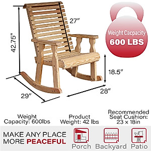 Amish Heavy Duty 600 Lb Roll Back Pressure Treated Rocking Chair (Unfinished)