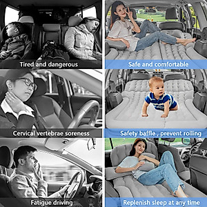 Haomaomao SUV Air Mattress, Inflatable Car Bed with Electric Pump and Pillow, Flocking Surface, Camping Sleeping Pad for Travel SUV Sedan Back Seat Trunk Tent Chevy Jeep Wrangler Toyota Honda Civic