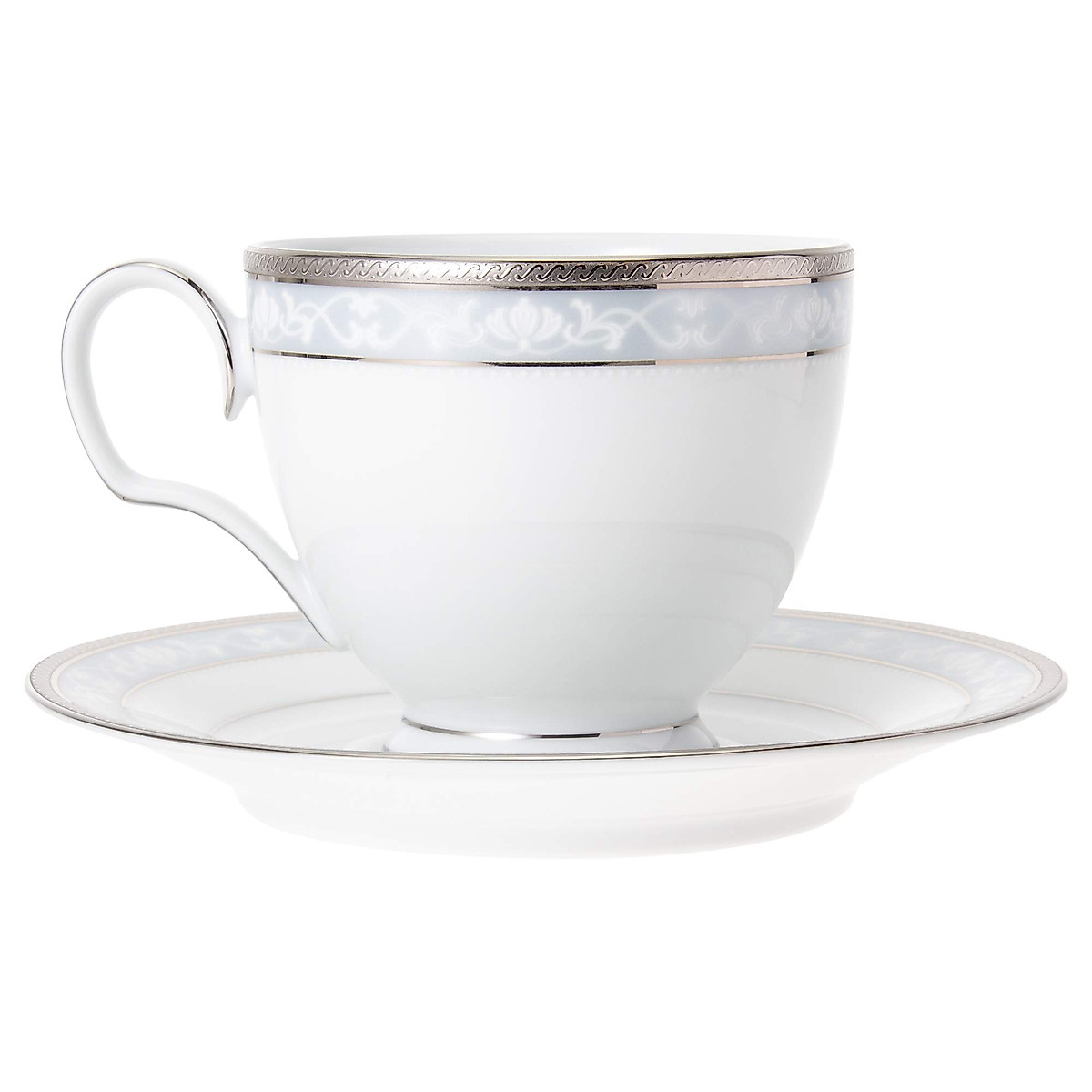 Noritake F91988/4336 Noritake Cup & Saucer Set (Can Be Used as Coffee and Tea, 8.5 fl oz (250 cc), Hampshire Platinum, 5 Servings, Fine Porcelain
