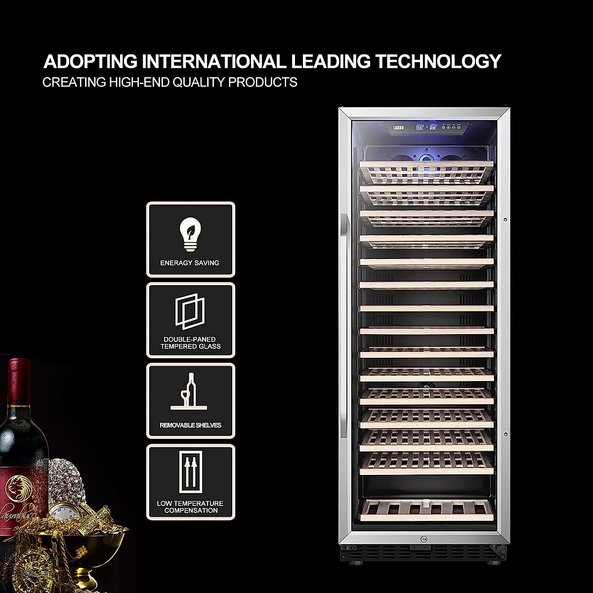 Lanbo Built-in Compressor Wine Chiller Single Zone Wine Cellar Fridge, 149 Bottle